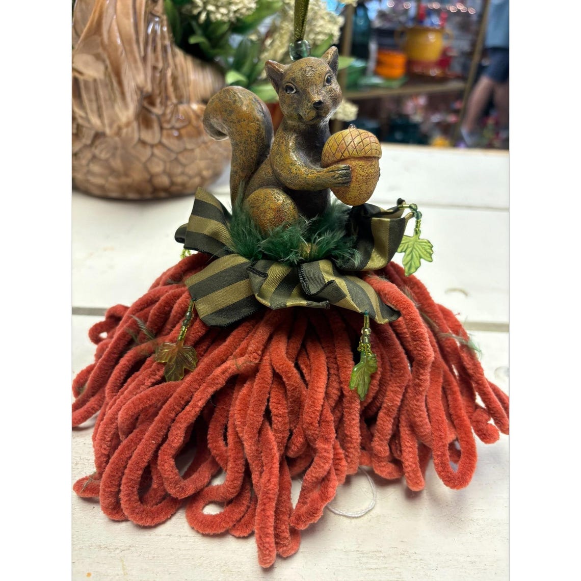 Handmade Stone Squirrel With Yarn Bottom Acorn Ornament/hanger - Etsy