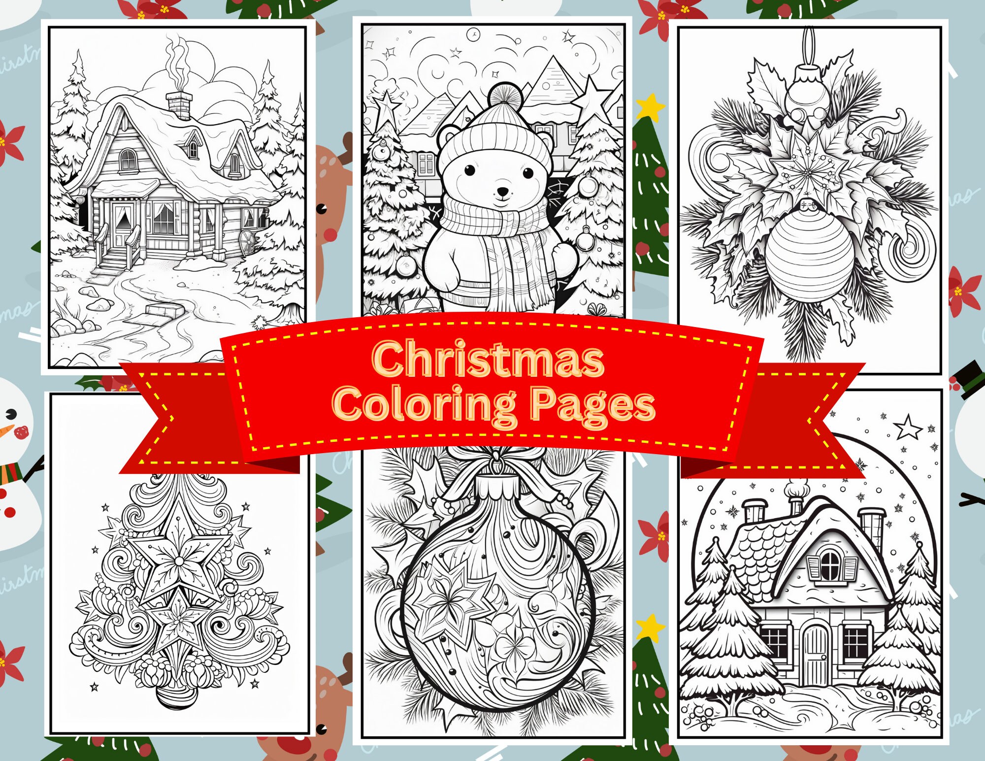 Christmas Coloring Pages Winter Coloring Printable Adult Coloring ...