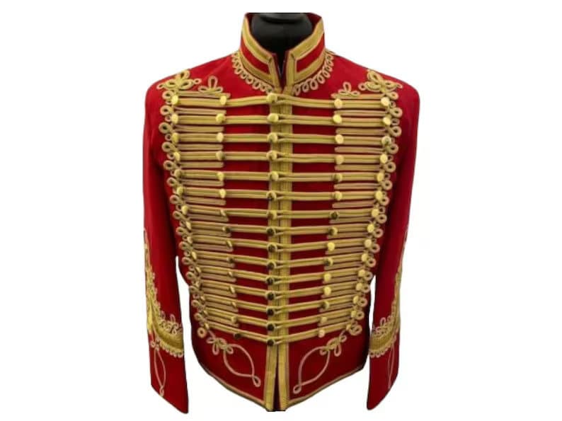 Vintage Red Military Jacket Napoleonic Hussar Jacket Tunic Pelisse ...