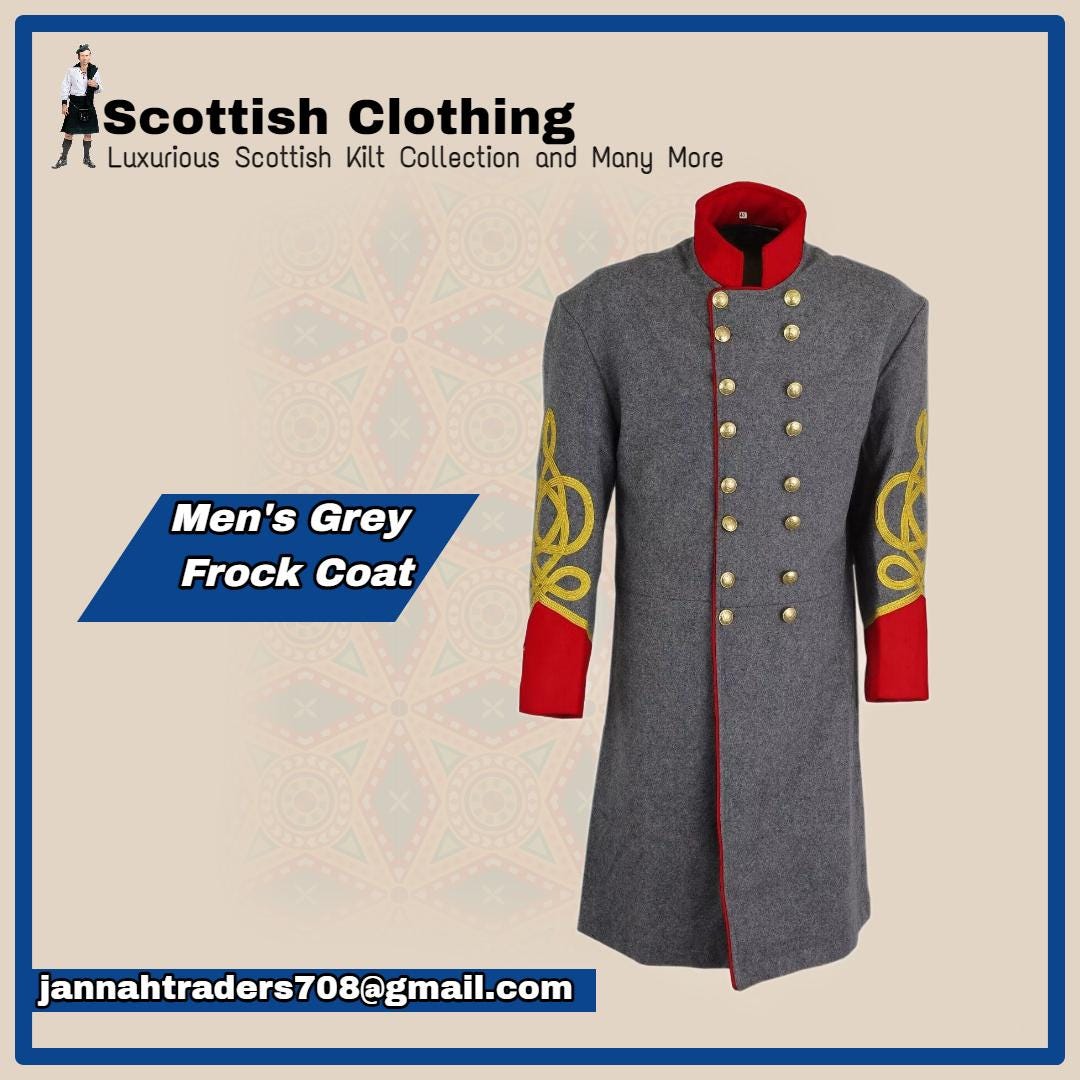 New Handmade Officer Grey Frock Coat , Military Jacket , Men's Military ...