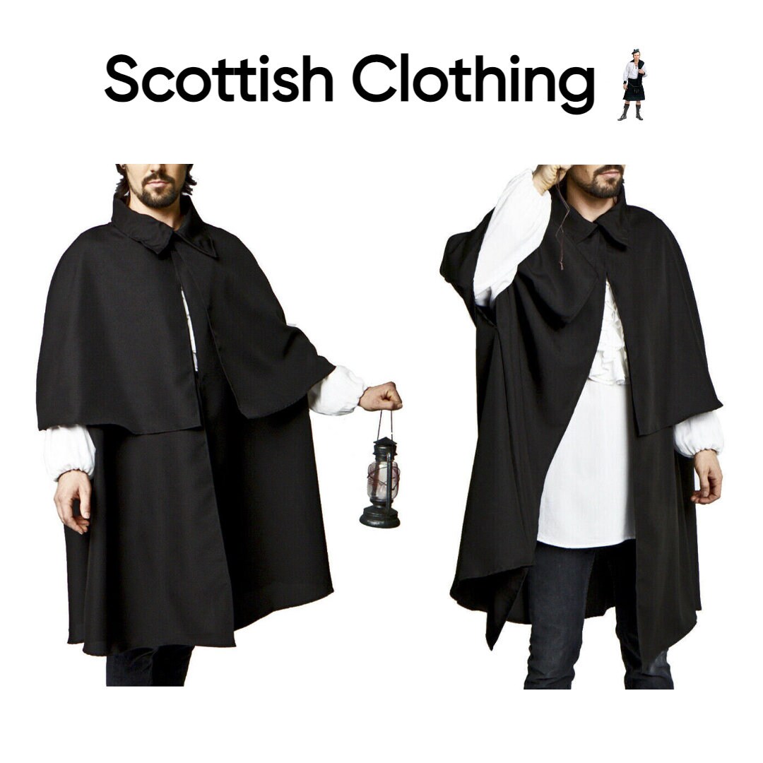 Inverness Cape Black, Halloween Black Coat, Gothic Black Coat, Men's ...