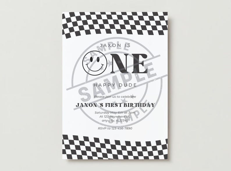 Checkered Invitation (digital File) - Etsy