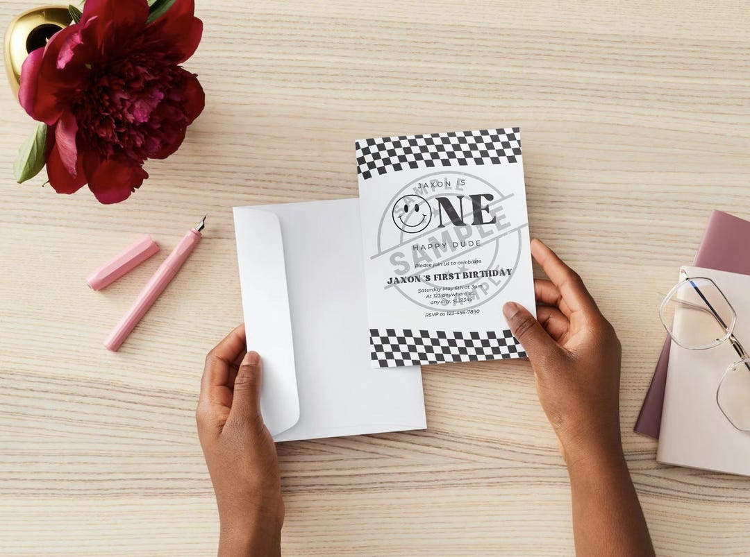 Checkered Invitation (digital File) - Etsy