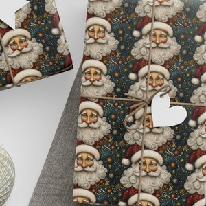 Vintage Santa Wrapping Paper Christmas Gift Wrap Antique Santa Claus ...