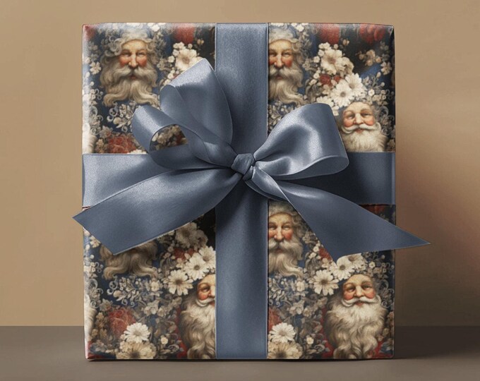 Santa Vintage Inspired Wrapping Paper Roll, Vintage Santa Wrapping ...