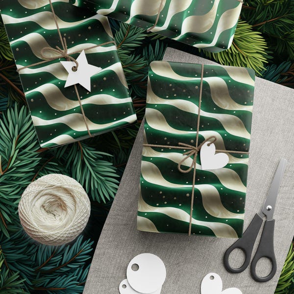 Green and White Wrapping Paper - Etsy