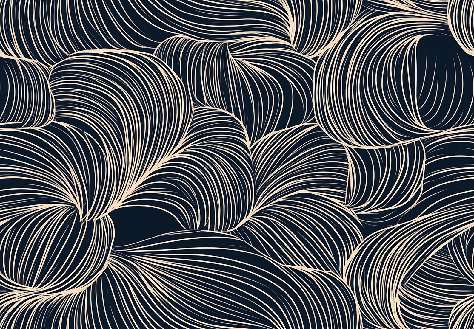 Navy Wrapping Paper Elegant Paper Blue Flowing Line Trendy Gift Wrap ...