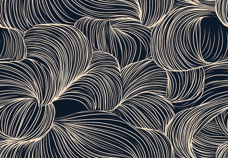 Navy Wrapping Paper Elegant Paper Blue Flowing Line Trendy Gift Wrap ...