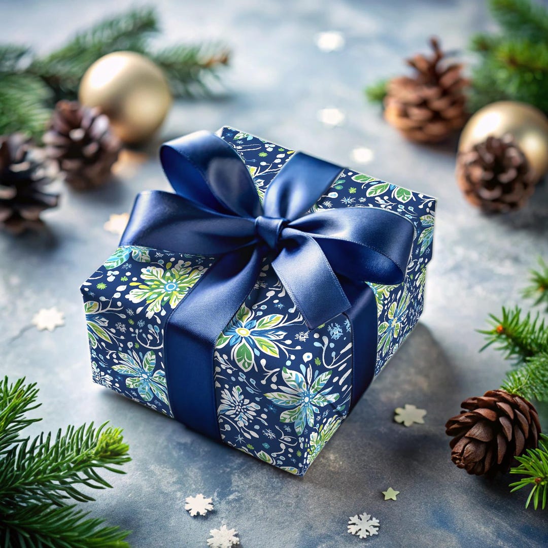 Electric Snowfall Wrapping Paper Christmas Gift Wrap Holiday Snowflake ...