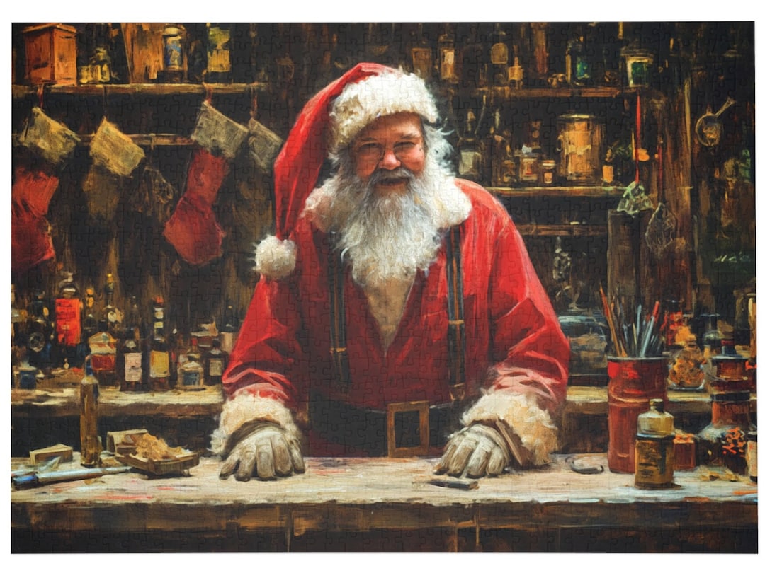 Christmas Jigsaw Puzzle 1000 Piece Santa Workshop Scene Festive Holiday ...