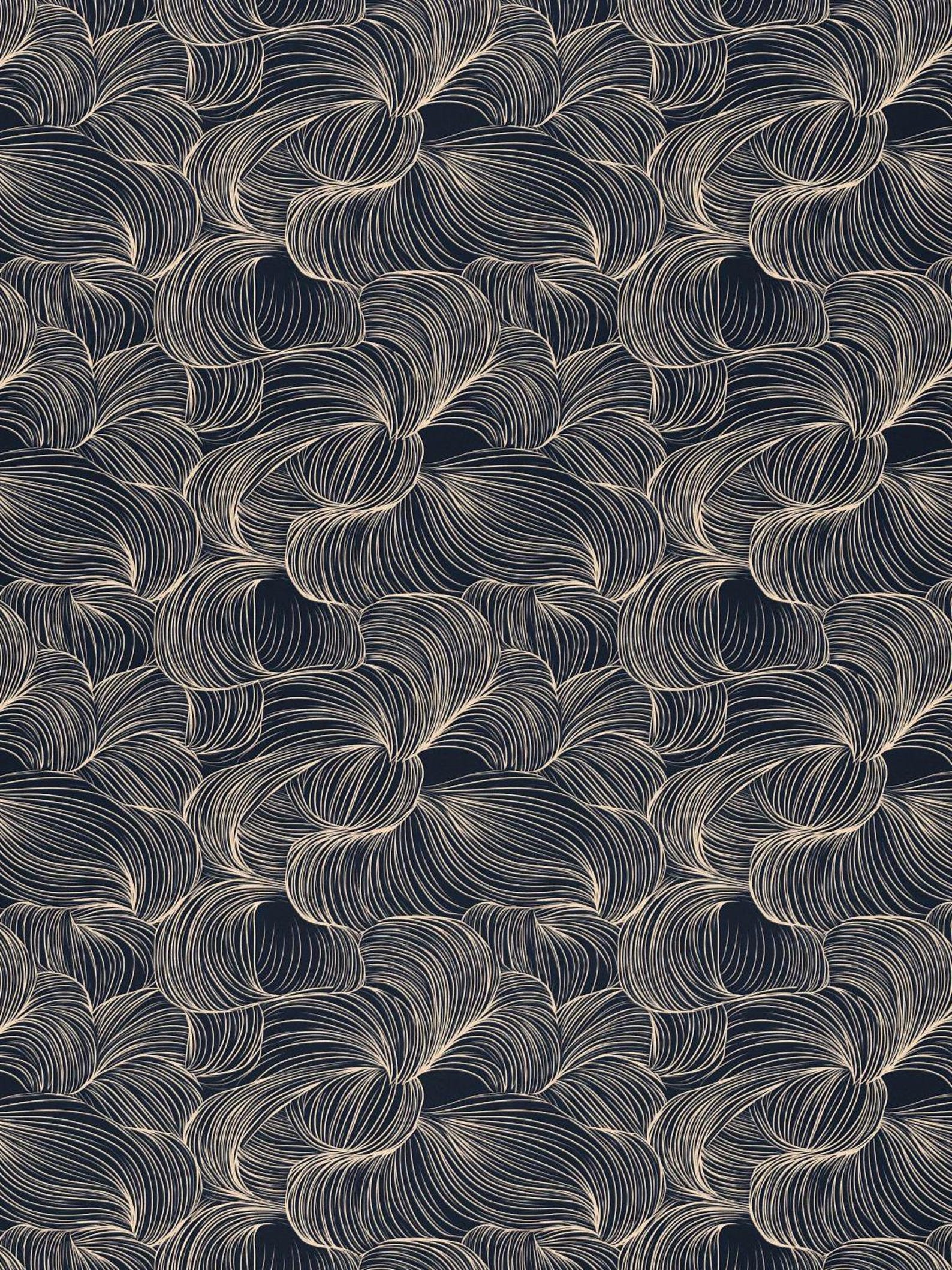 Navy Wrapping Paper Elegant Paper Blue Flowing Line Trendy Gift Wrap ...