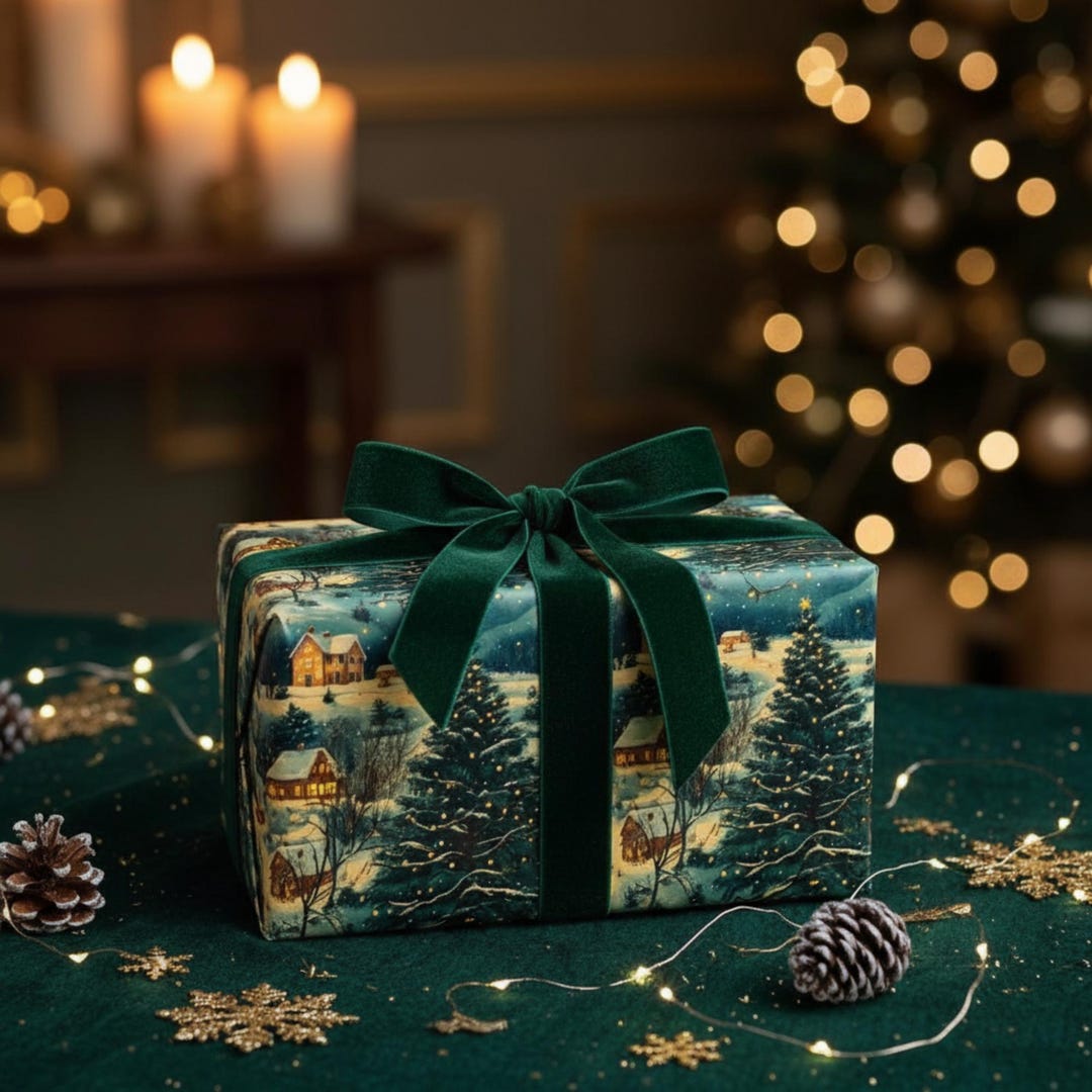 Snowy Village Christmas Wrapping Paper: Cozy Winter Gift Wrap - Etsy