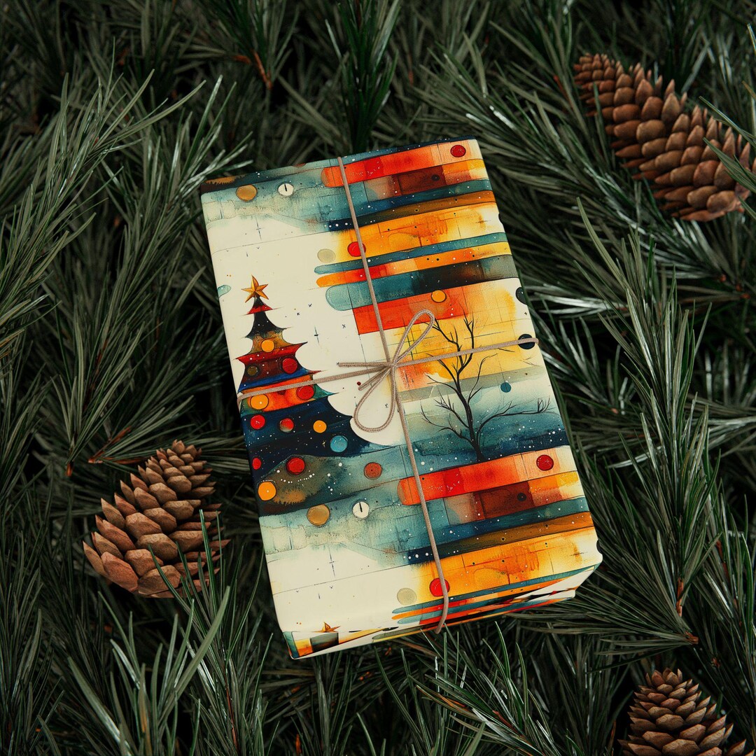 Colorful Christmas Wrapping Paper Abstract Holiday Gift Wrap Seasonal ...