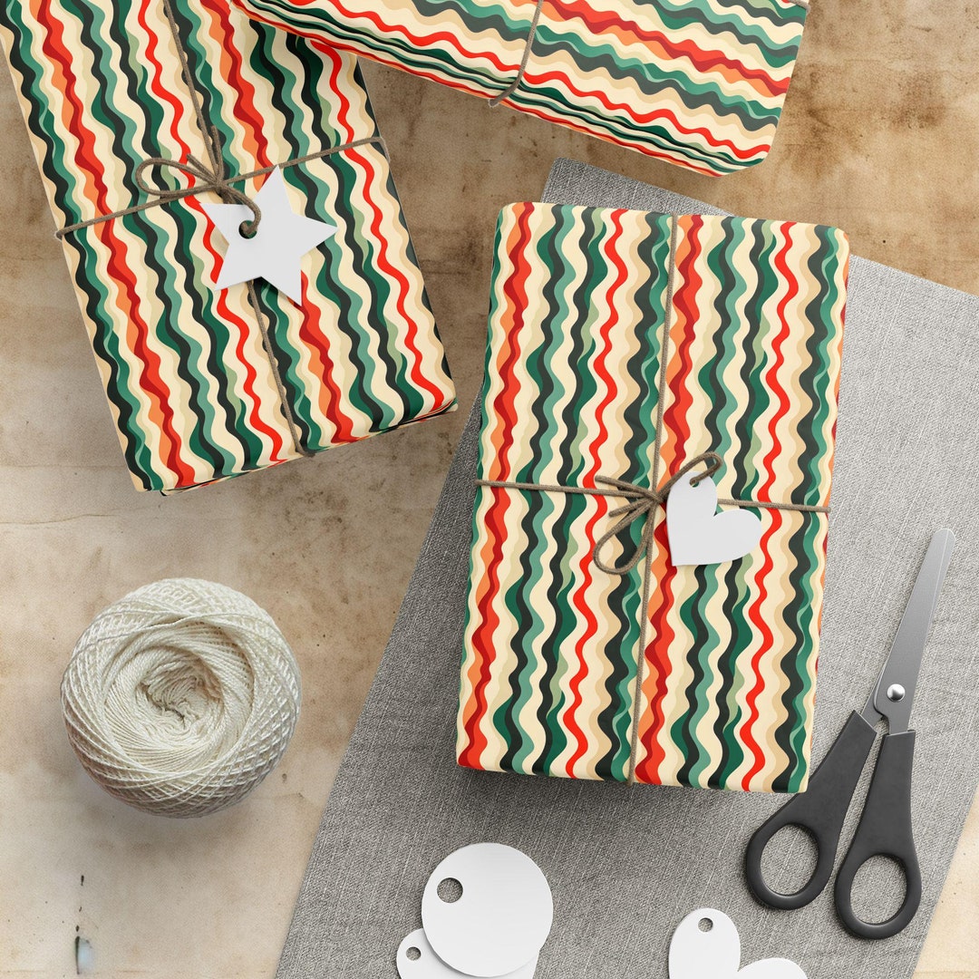 Colorful Wavy Wrapping Paper Christmas Gift Wrap Modern Abstract Design ...