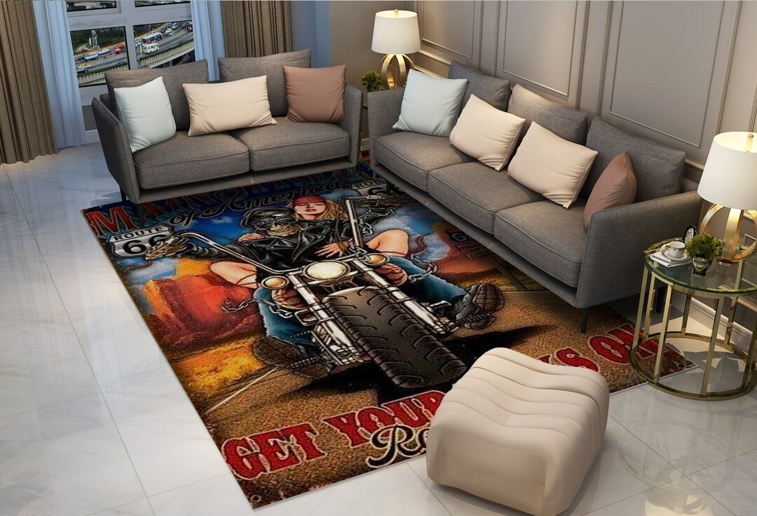 Harley Rug, Sports Rug, Harley Davidson Rug, Garage Room Carpet ...