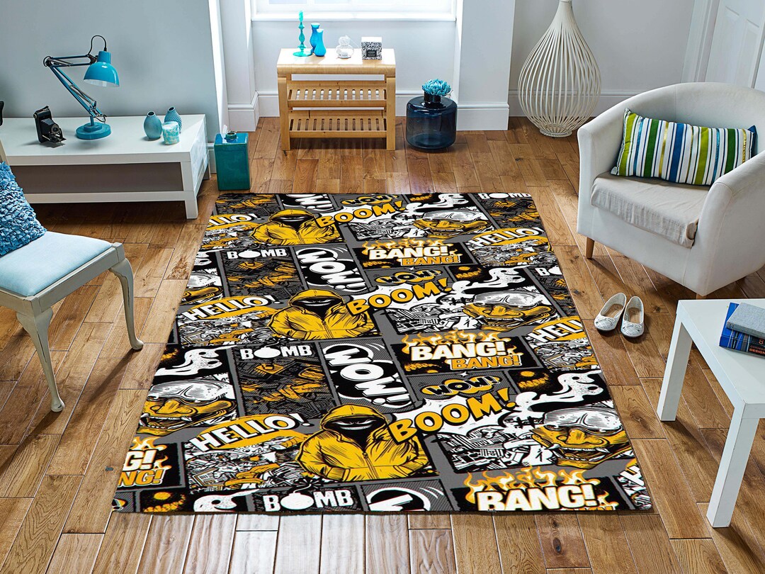 Boom Rug Comic Rug Anime Themed Area Rug Geek Home Decor - Etsy