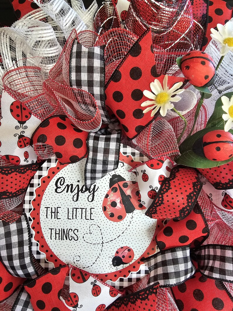 Ladybug Wreath for Spring and Summer Polka Dot Deco Mesh Wreath Enjoy ...