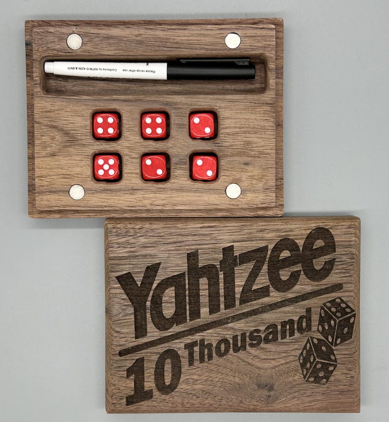 Walnut Yahtzee / 10 Thousand Game Box - Etsy
