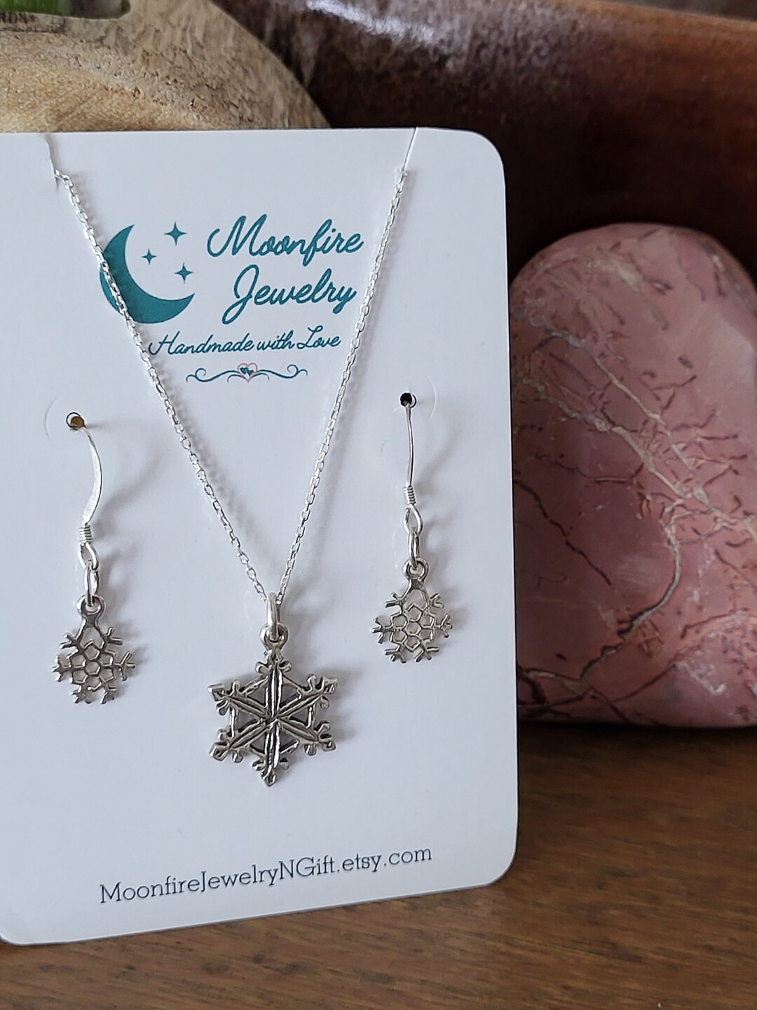 Sterling Silver Snowflake Jewelry Set: Ambrosia Necklace & Earrings - Etsy