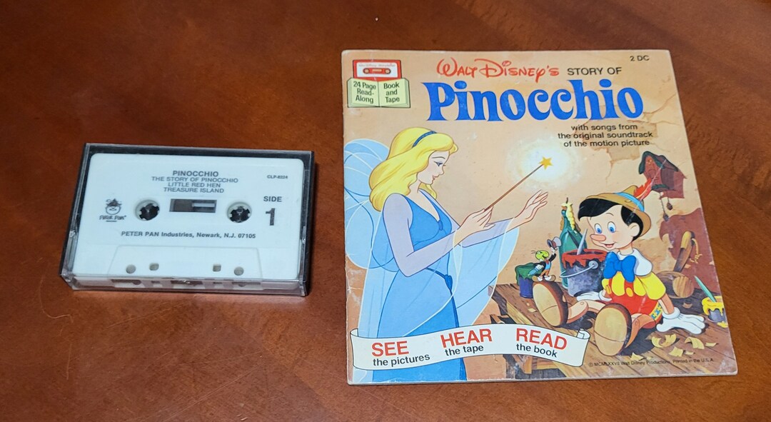 Vintage Disney's Pinocchio Book and Cassette (1977) - Etsy
