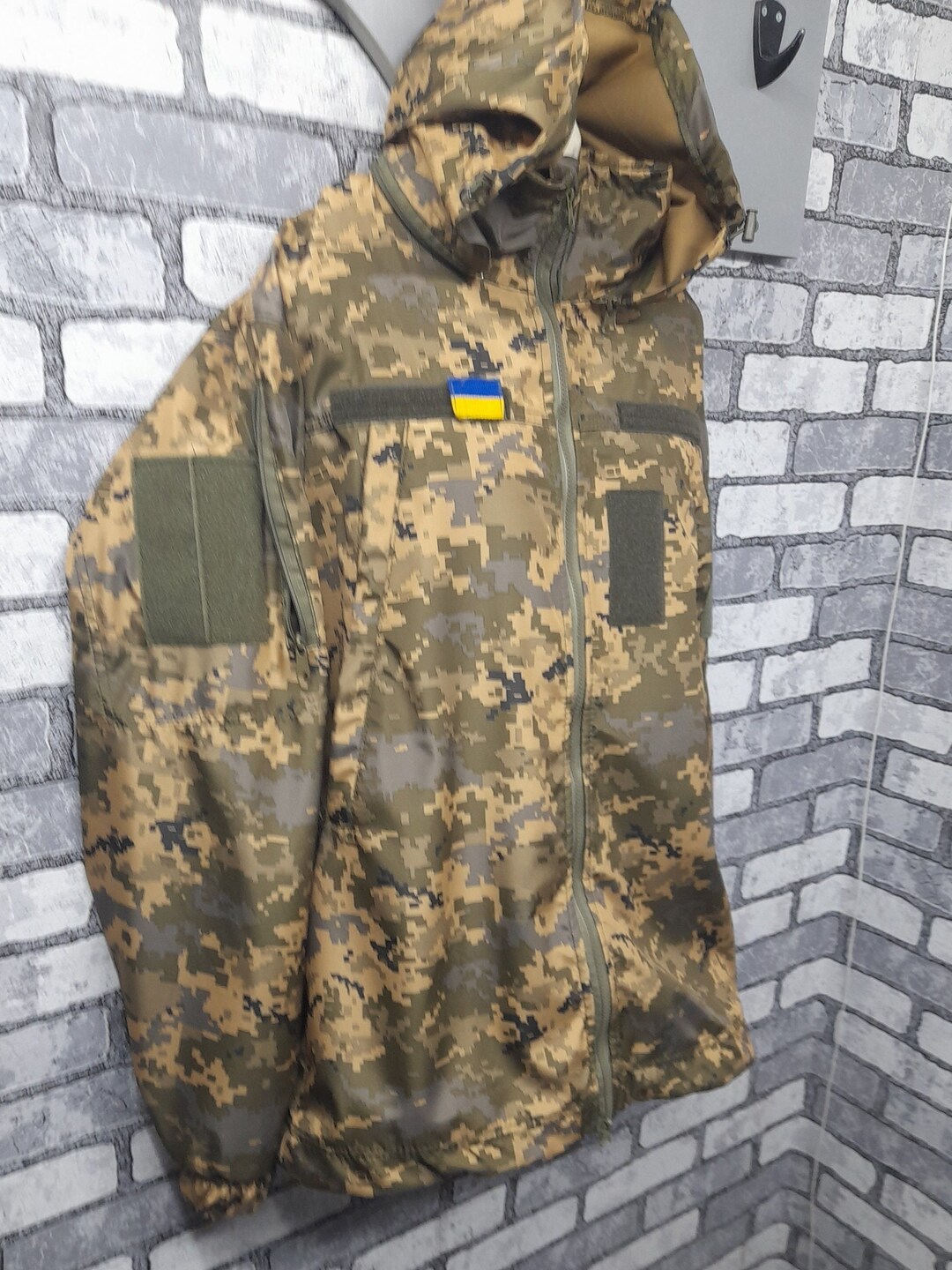 Vintage Ukrainian Original Military Jacket Softshell Pixel Hooded ...