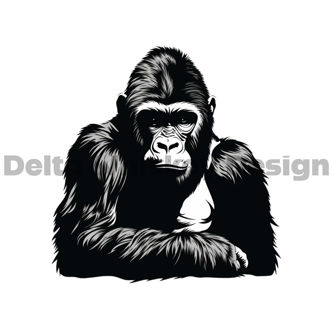 Gorilla Svg, Gorilla Clipart, Jungle Svg, Silverback Png, Silhouette ...