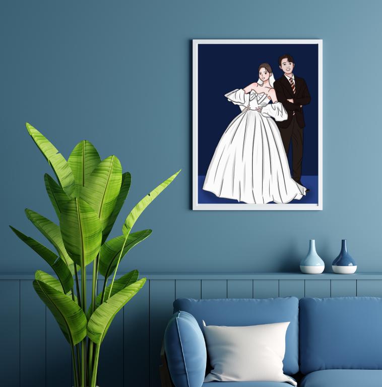 Custom Wedding Invitation Hand Draw Portrait Hand Draw Wedding Photo ...