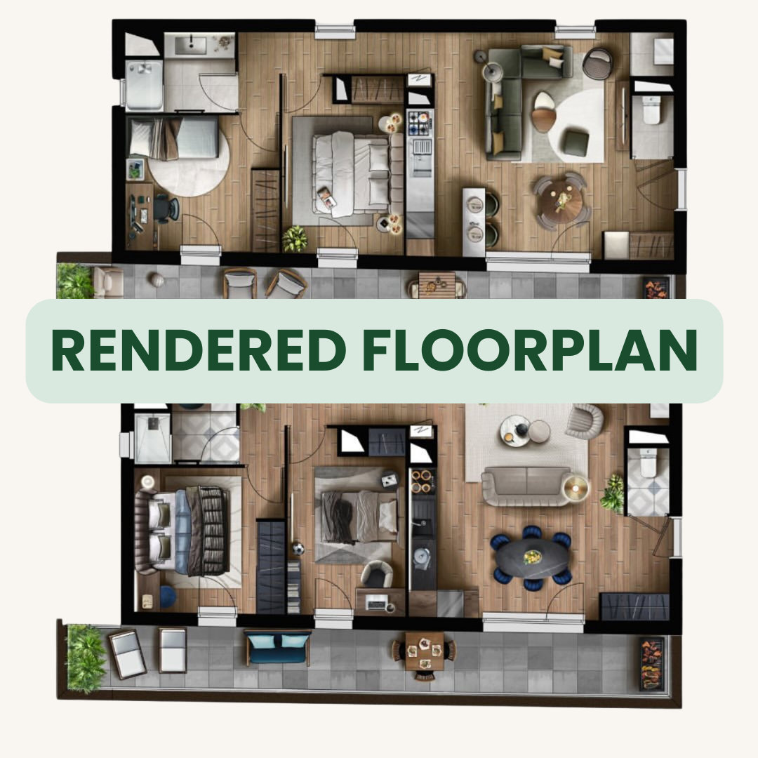 Rendered 2D Floor Plan | Real Estate Floor Plan | Realistic Layout ...