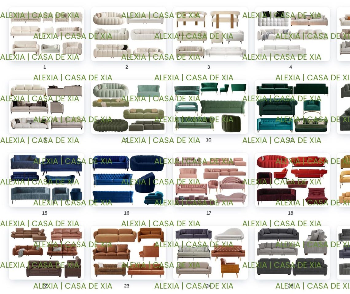 Premium Front View Sofa and Couch PNG Pack | Interior Design ...