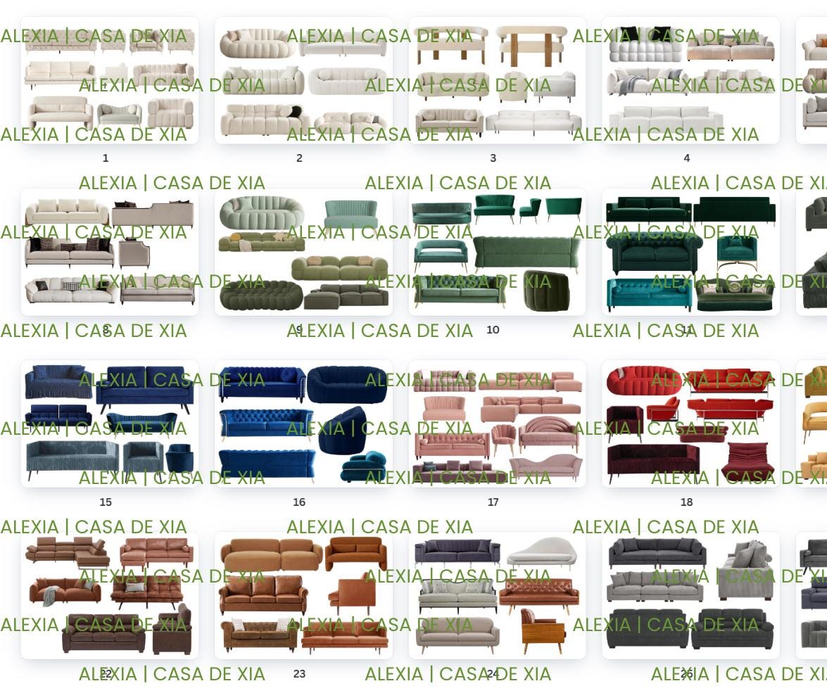 Premium Front View Sofa and Couch PNG Pack | Interior Design ...
