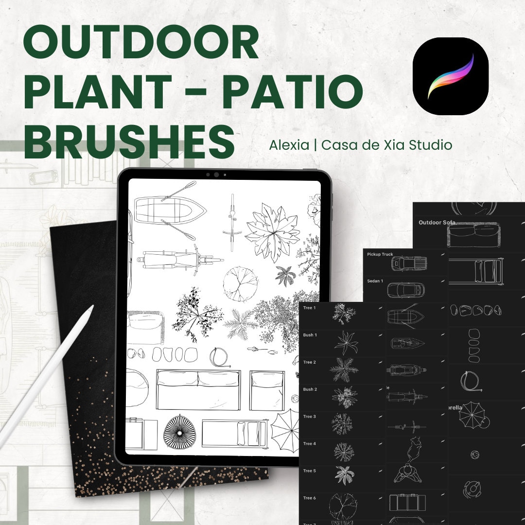 OUTDOOR Brushes | Procreate Brush Set | Floor Plan Brushes | Interior ...