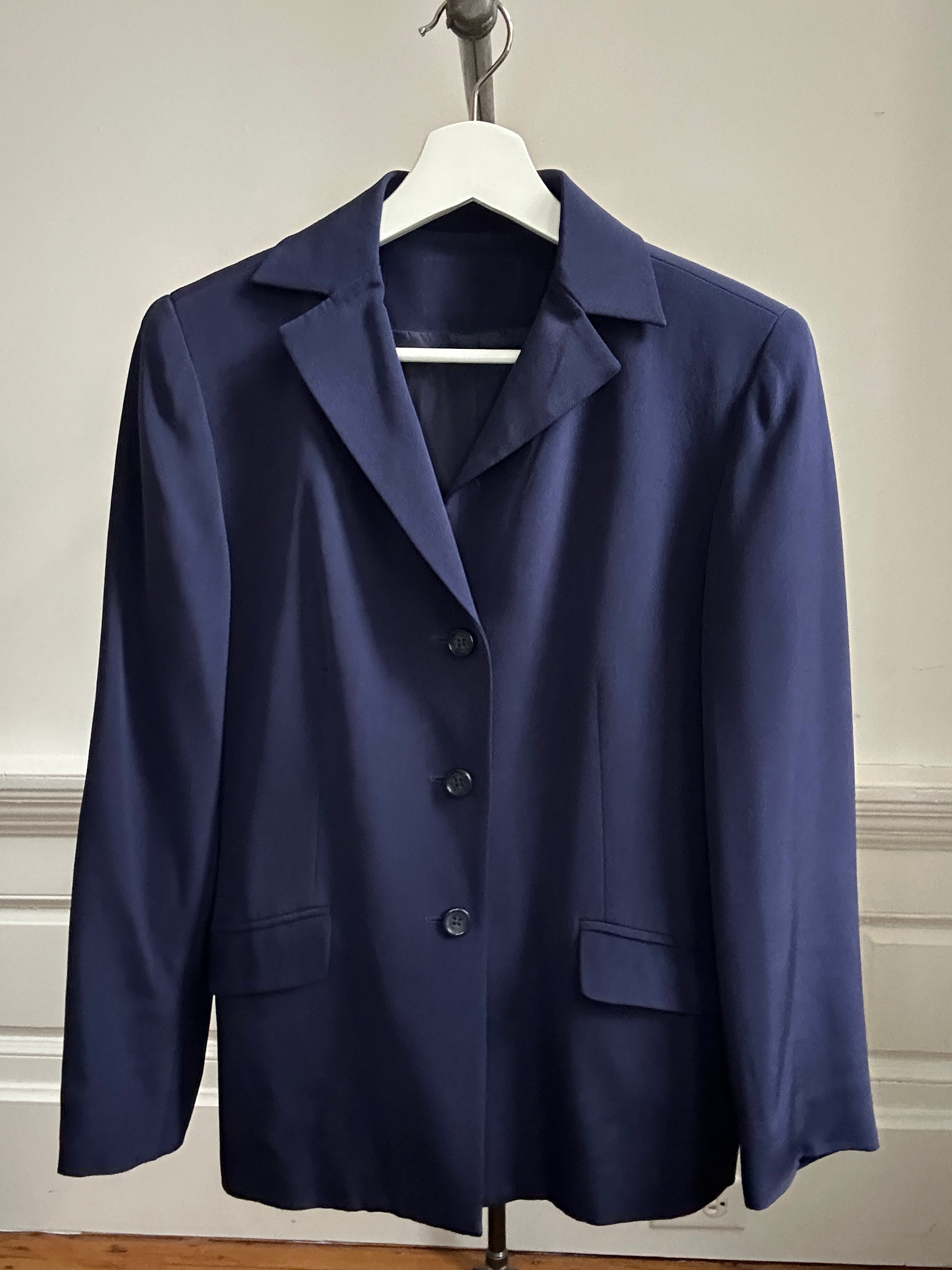 Vintage Blue Silk Fitted Three Button Blazer - Etsy