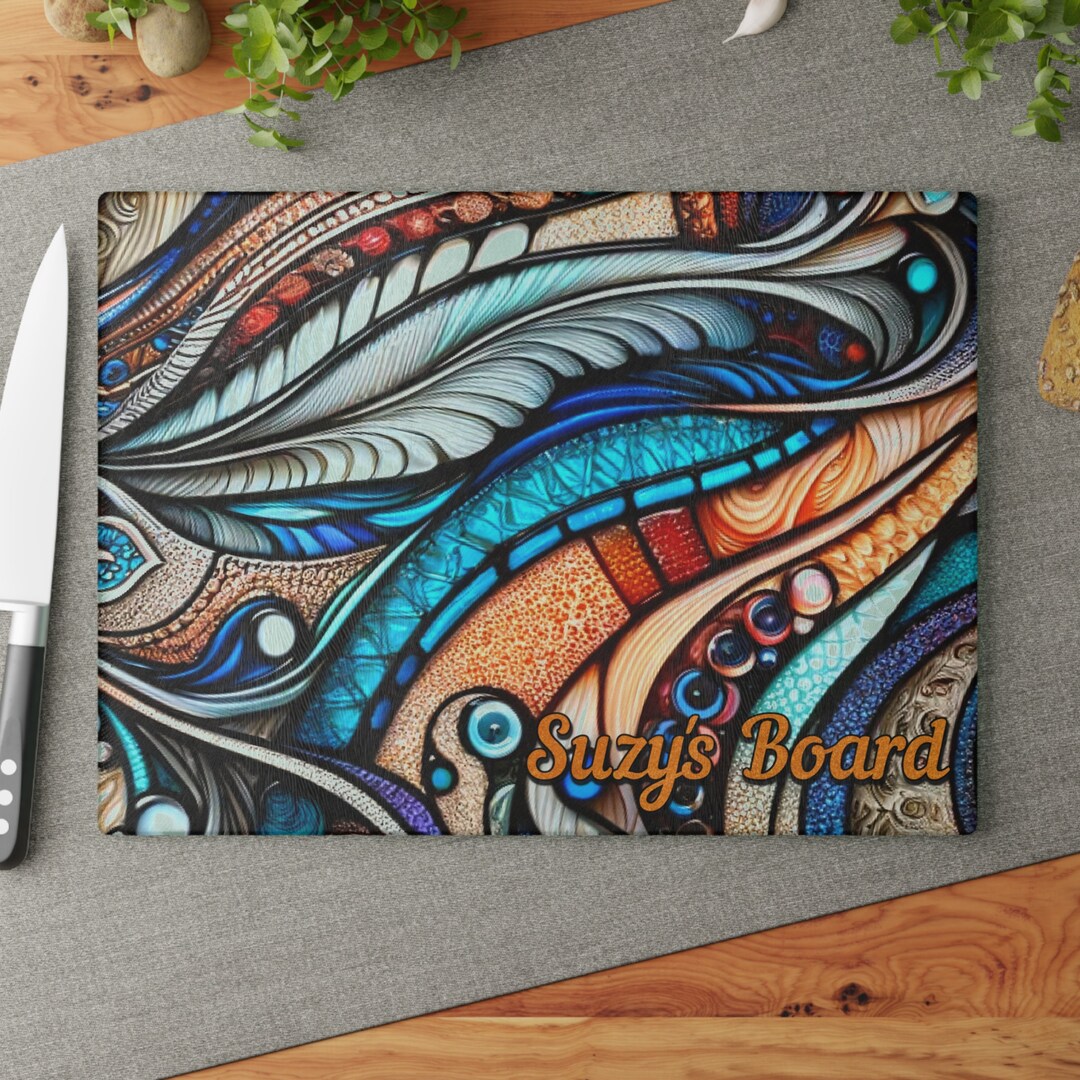 Personalized Glass Cutting Board, Kitchen Platter, Kitchen Board, Glass ...