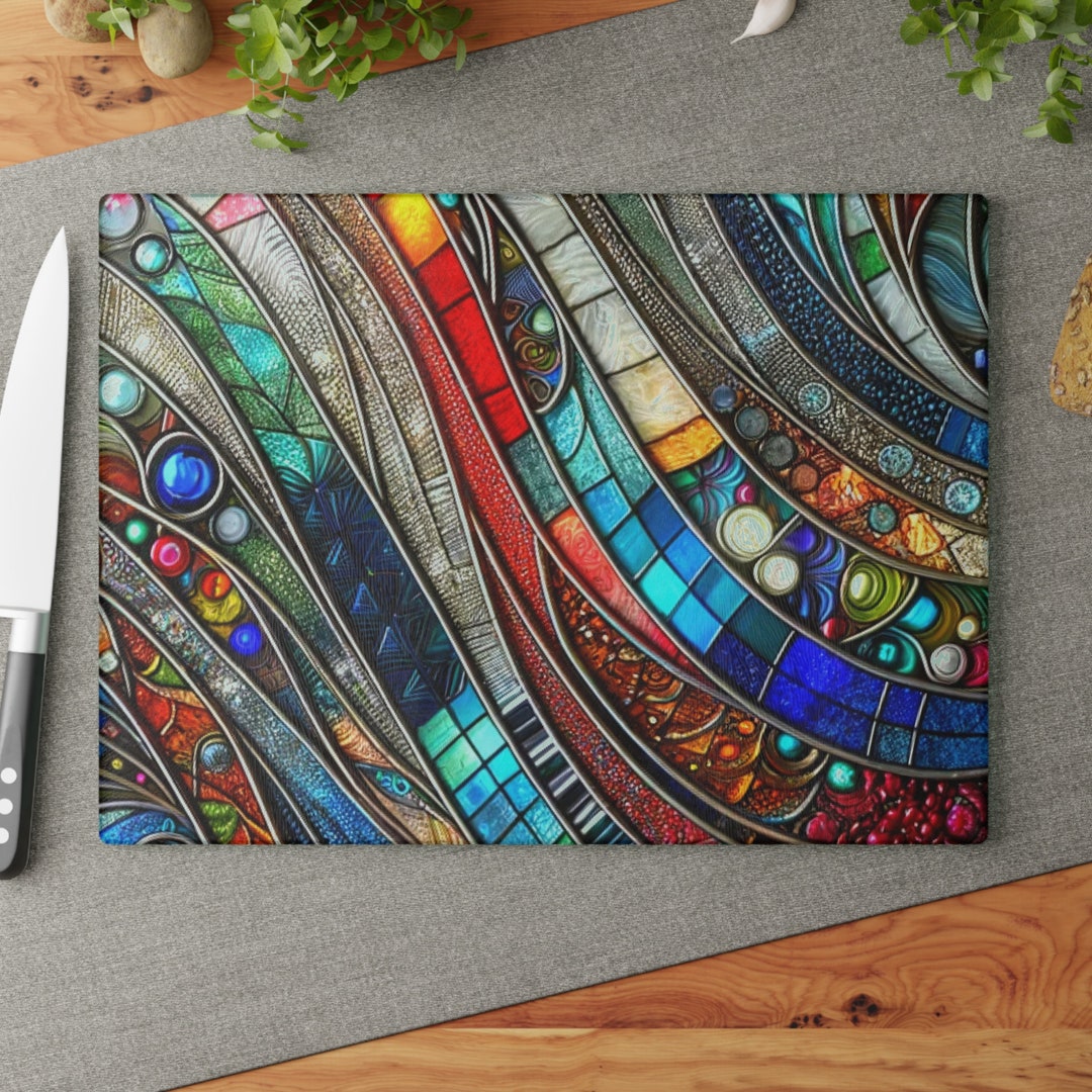 Glass Cutting Board, Kitchen Board, Luxurious Style, Bohemian Style ...