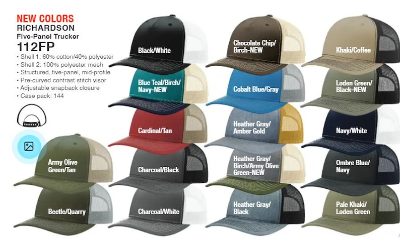 112FP Richardson Five Panel Trucker, Trcuker Cap, Personalized Hats ...