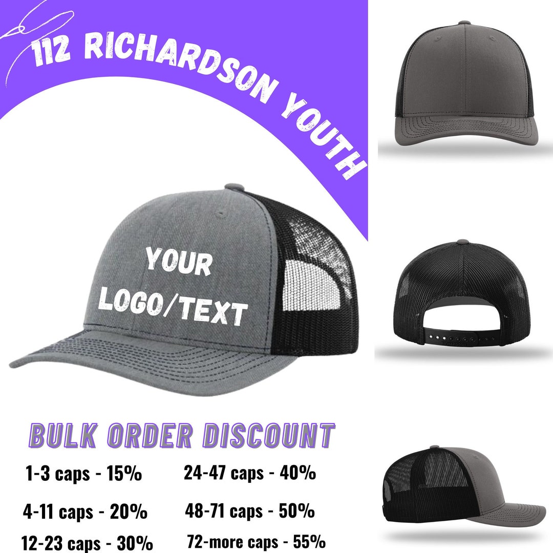 Youth Trucker Cap, 112 Youth Richardson Trucker, Snapback Hats, Custom ...