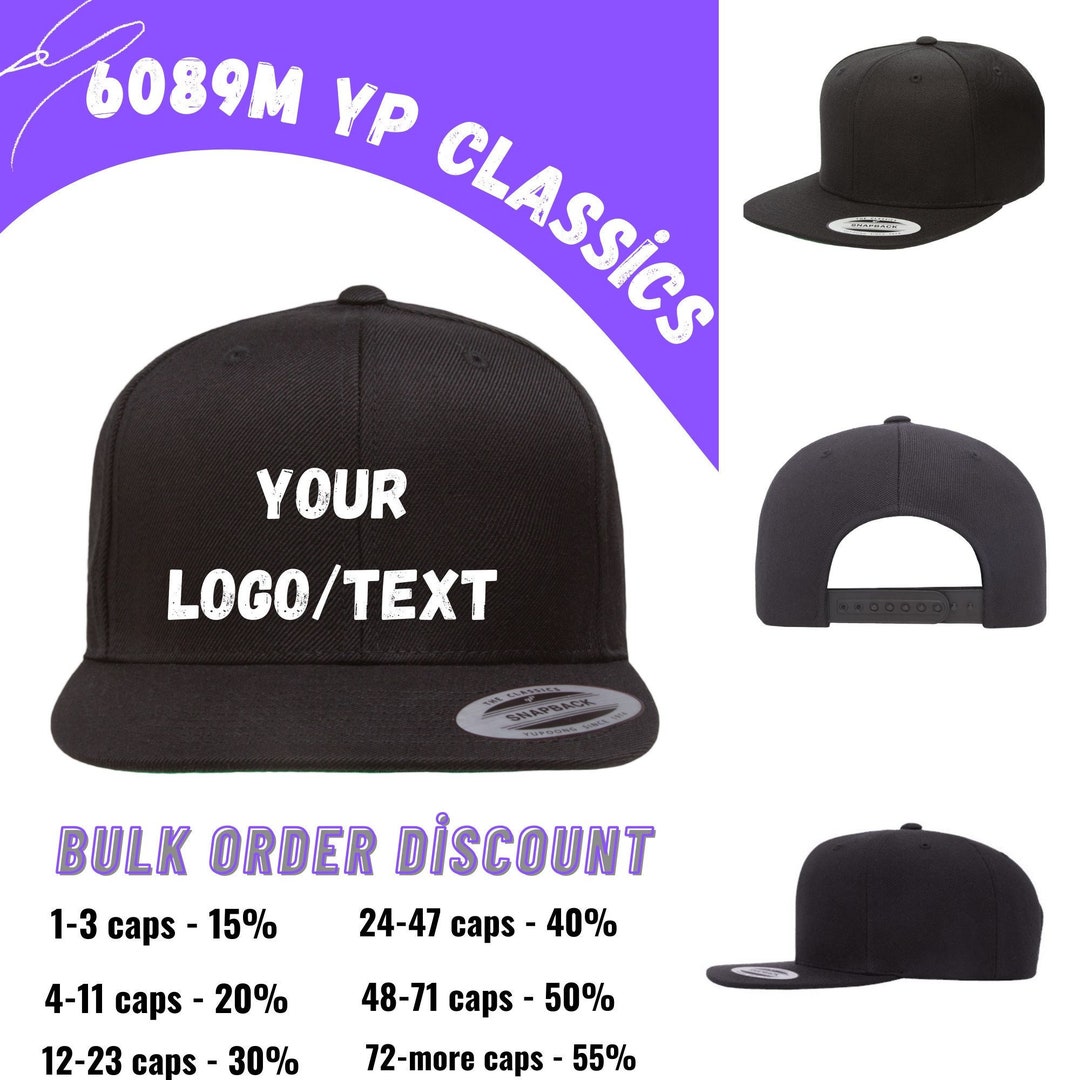 6089M YP Classics Premium Flat Bill Snapback, Personalized Flat Bill ...