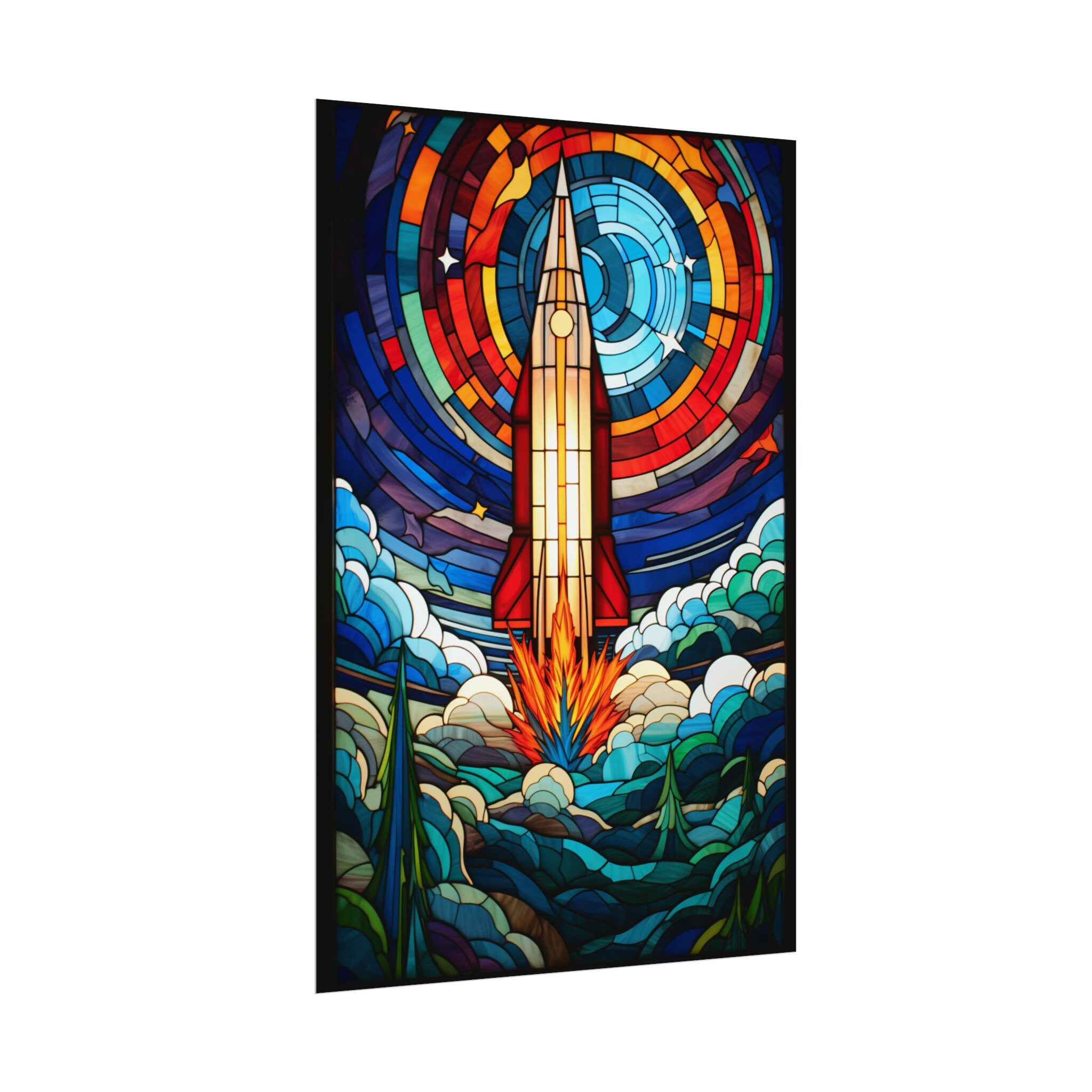 Stained Glass Rocket IV Poster - Etsy
