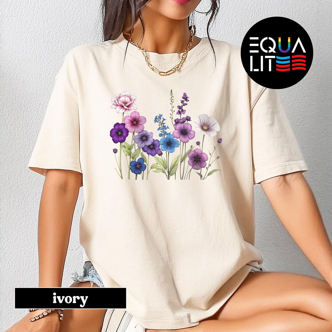 Subtle Bi Pride Wildflowers Comfort Colors T-shirt - Subtle Bisexual ...