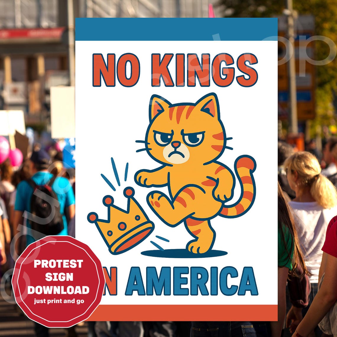 Grumpy Cat No KINGS in America Protest Sign - Printable Protest Poster ...