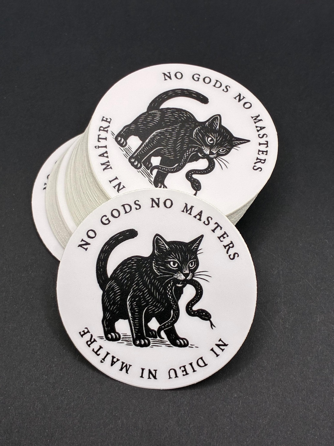 No Gods No Masters Cat Sticker Ni Dieu Ni Maître Anarchist Punk Sticker ...