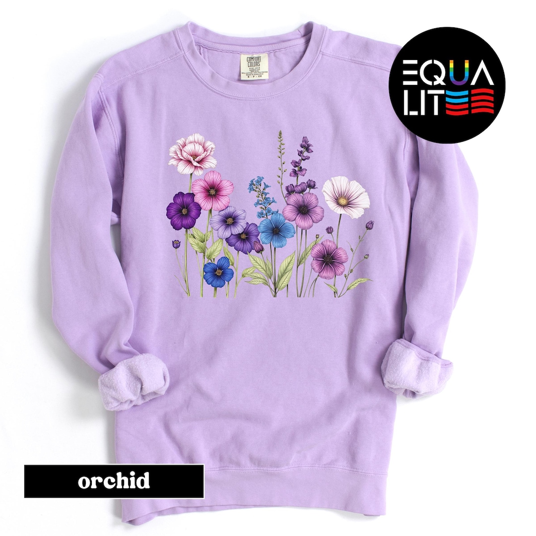 Subtle Bi Pride Wildflowers Comfort Colors Sweatshirt - Subtle Bisexual ...