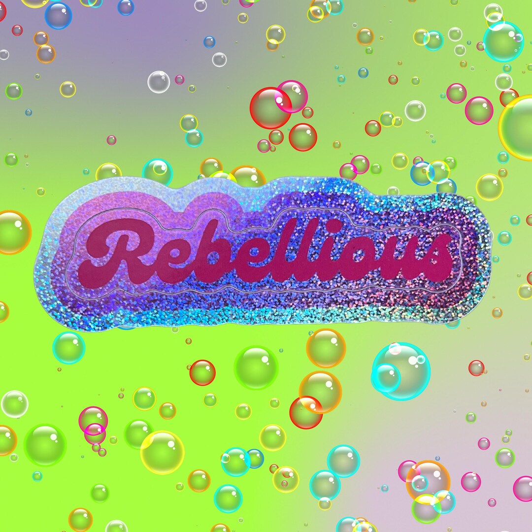 Rebellious Hot Pink Glitter Sticker | Vinyl Waterproof Decal ...