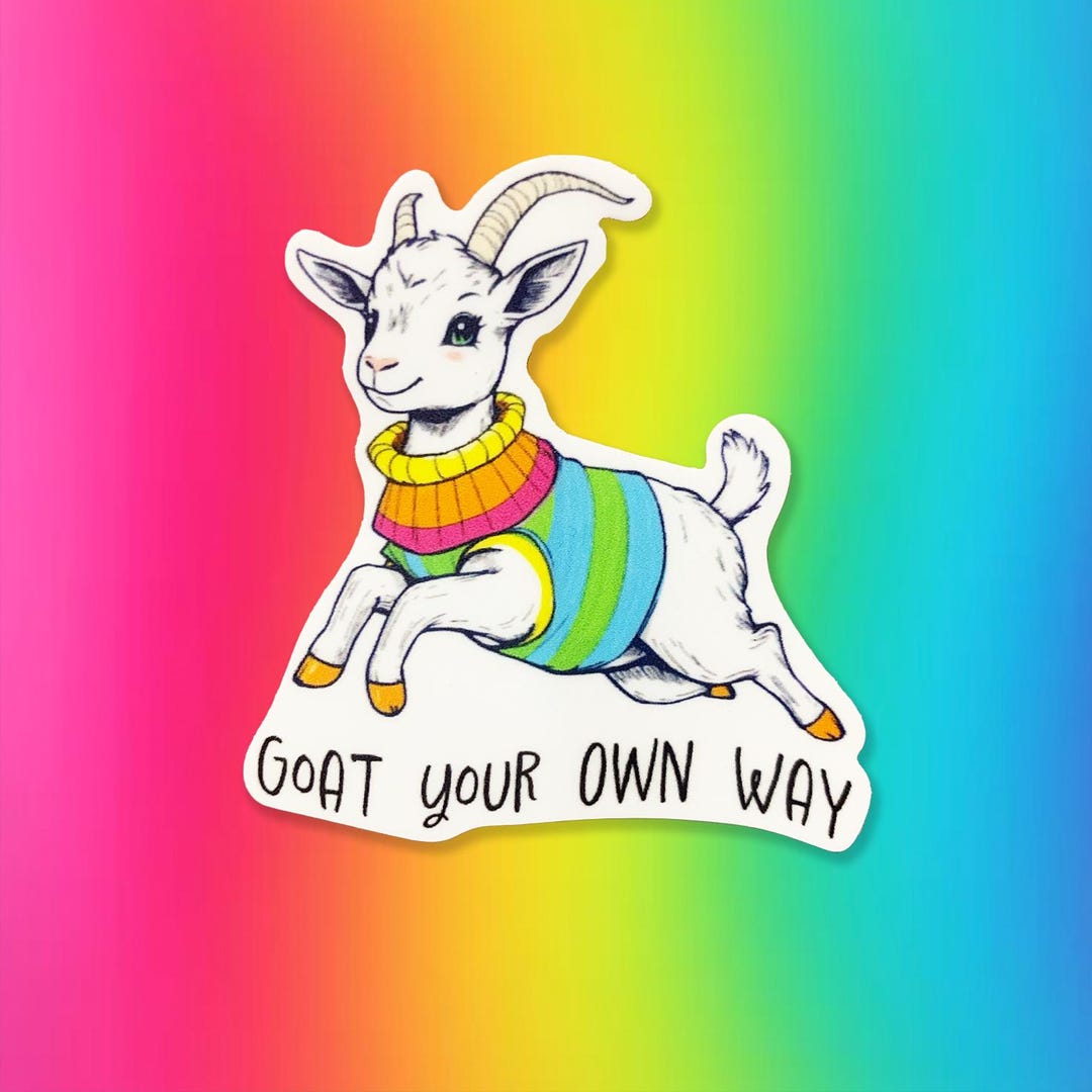 Goat Your Own Way LGBTQ+ Youth Sticker – Trans Acceptance, Rainbow ...