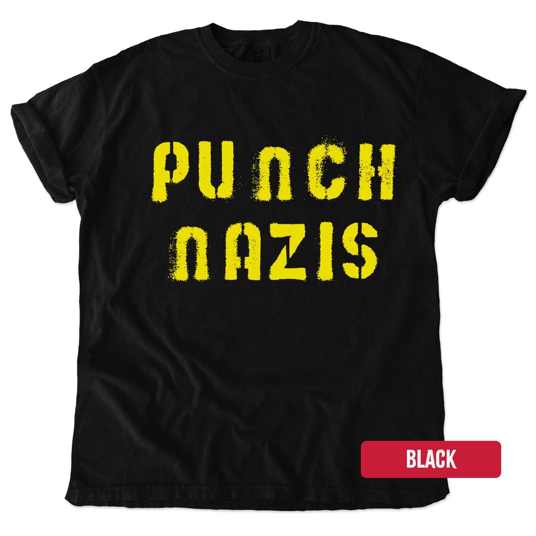 Punch Nazis T-shirt - Vintage Punk Rock Anti-fascist Shirt, Spray Paint ...