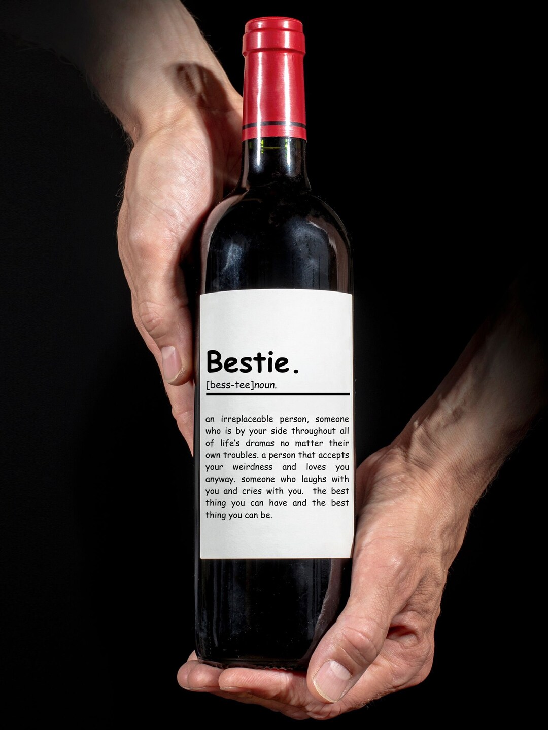 BESTIE WINE BOTTLE Label Sticker Fun Novelty Gift Birthday Christmas ...