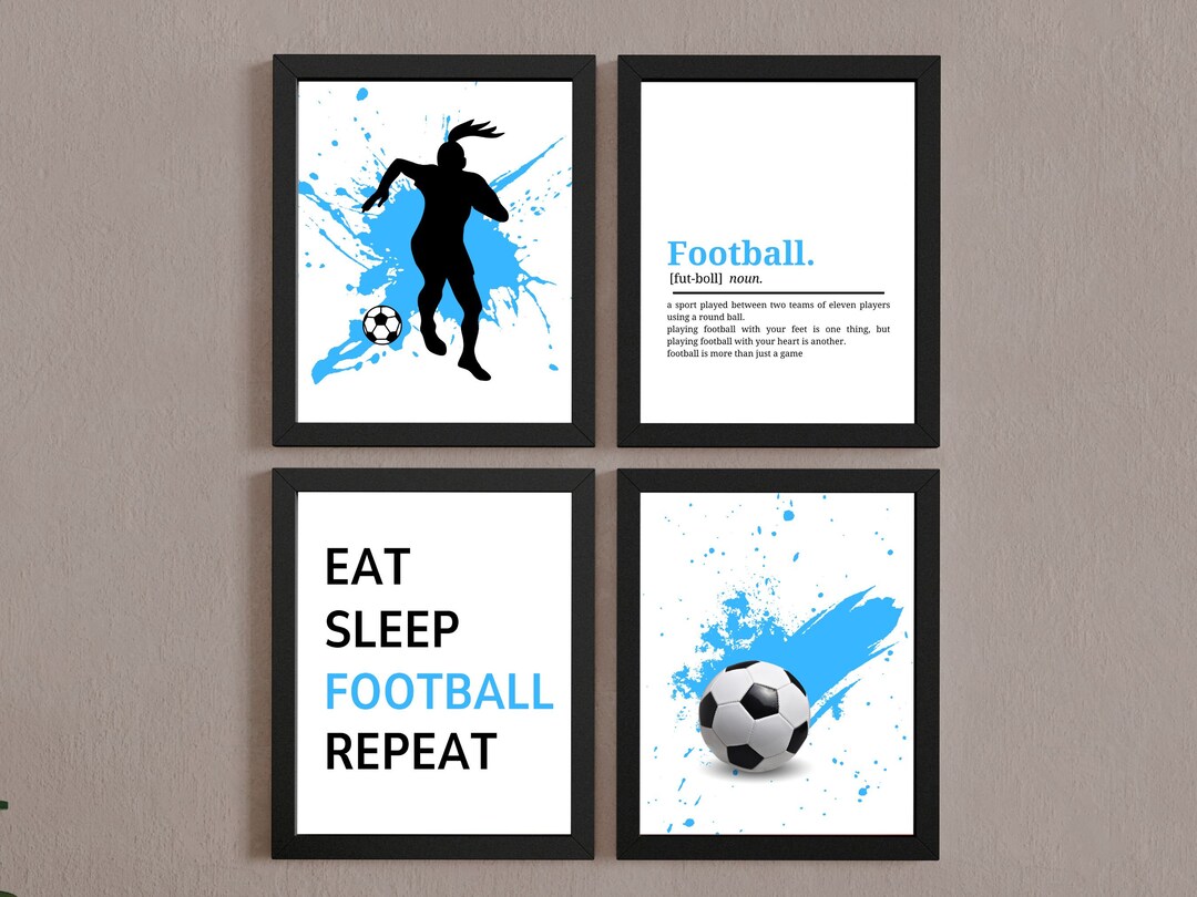 SET of 4 A4 FOOTBALL PRINTS Birthday Gift Christmas Gift Son Daughter ...
