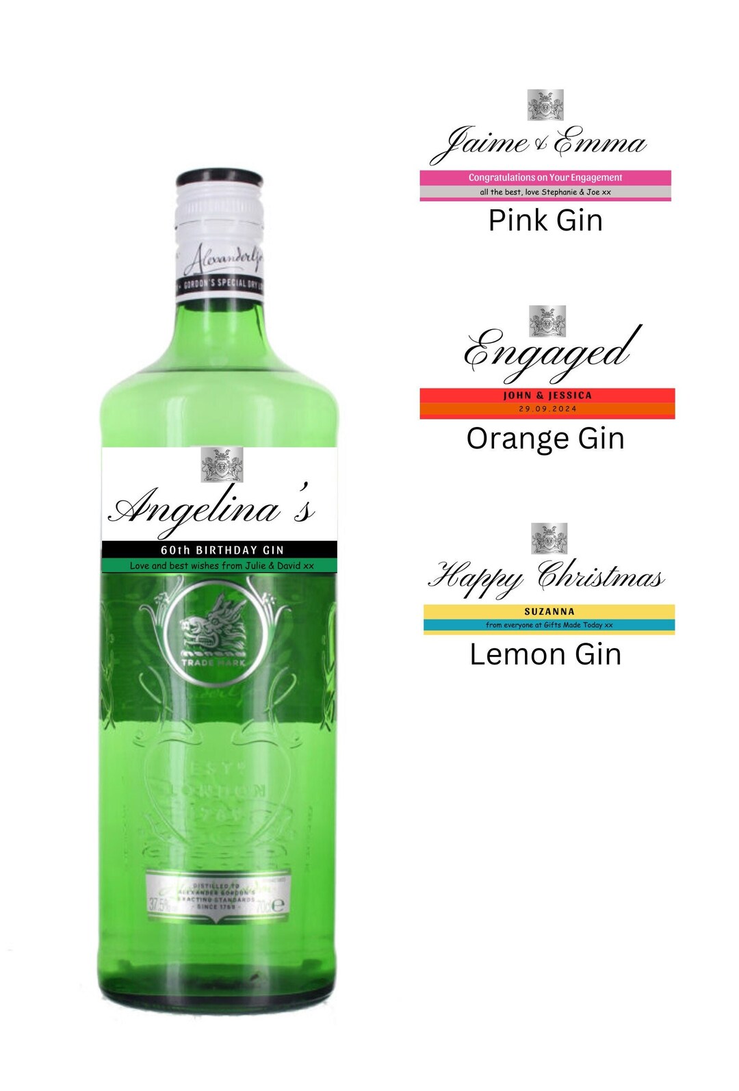 Personalised Gin Label Pink Gin Lemon Gin Orange Gin Dry Gin Birthday ...