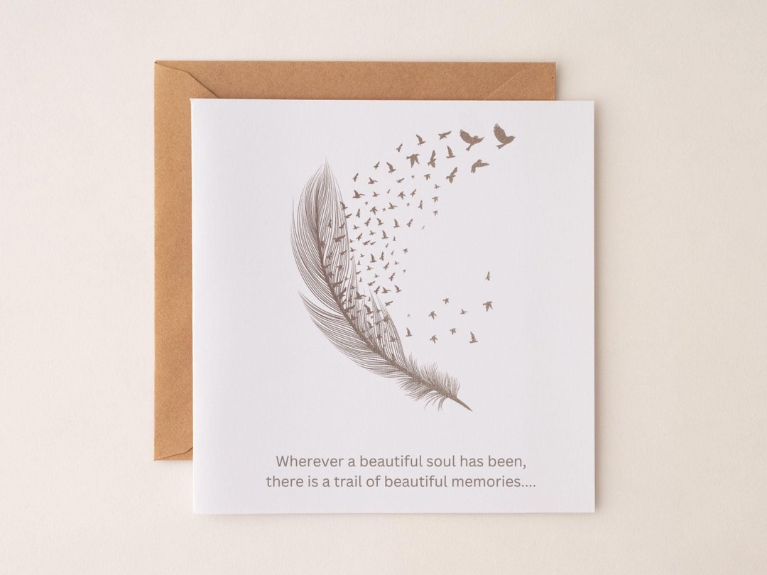 Sympathy Card: Feather & Birds Design, Condolences Card - Etsy UK