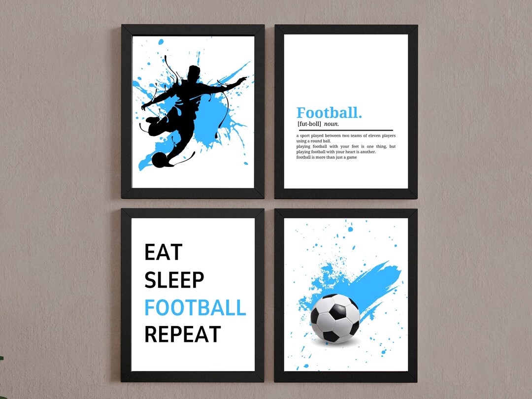 SET of 4 A4 FOOTBALL PRINTS Birthday Gift Christmas Gift Son Daughter ...